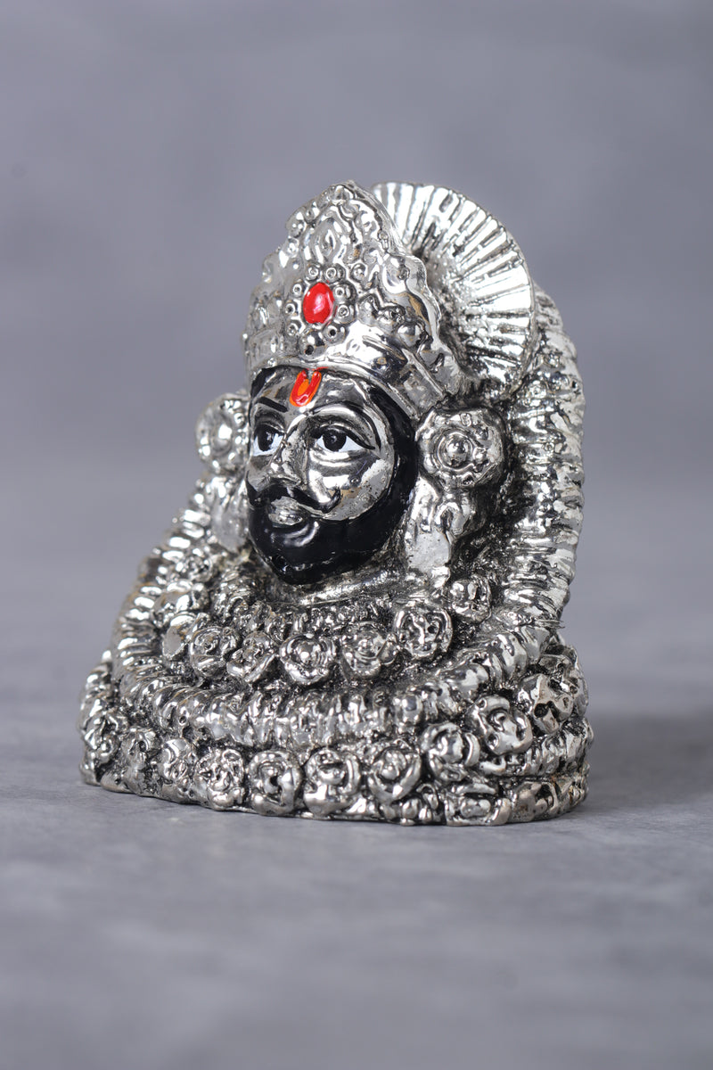 Silver Plated Antique Lord Khatu Shyam Statue in 2 inches– Funku
